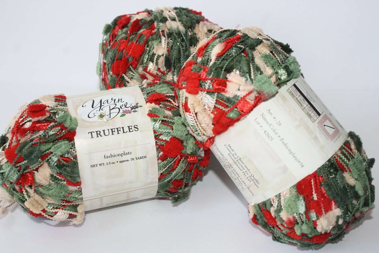Lot of 3 YARN BEE Truffles Textured Skein Red Tan Green Fashionplate ...