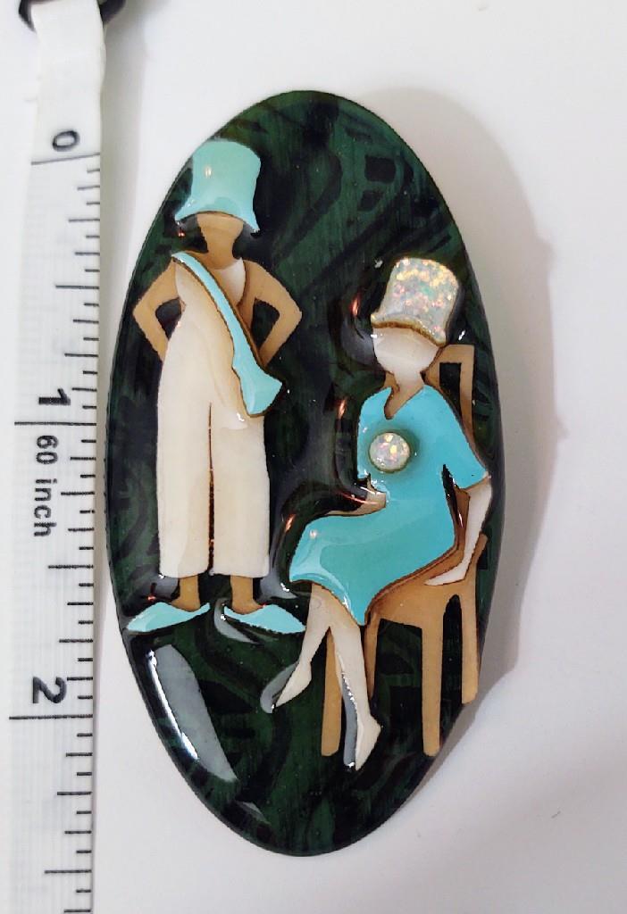 Vintage Lucinda Women Pins Two Friends One Sitting i… - Gem