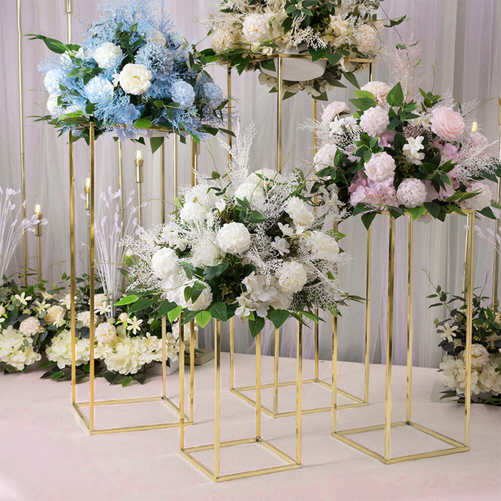 80/100cm Tall Metal Geometric Stand Flower Vase Holder Party Wedding ...