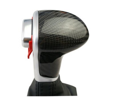 Black Leather Carbon Fiber GEAR Shift Knob for LHD AUDI A6 C6 A7 A3 A4 ...