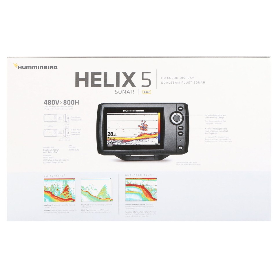 410190-1 HELIX 5 Sonar G2 Fishfinder SwitchFire Sonar Dual Beam PLUS ...