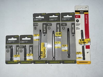 #3 #2 4" Long 2" Short Phillips - #8-10 4" Long Slotted Screwdriver Bit ...