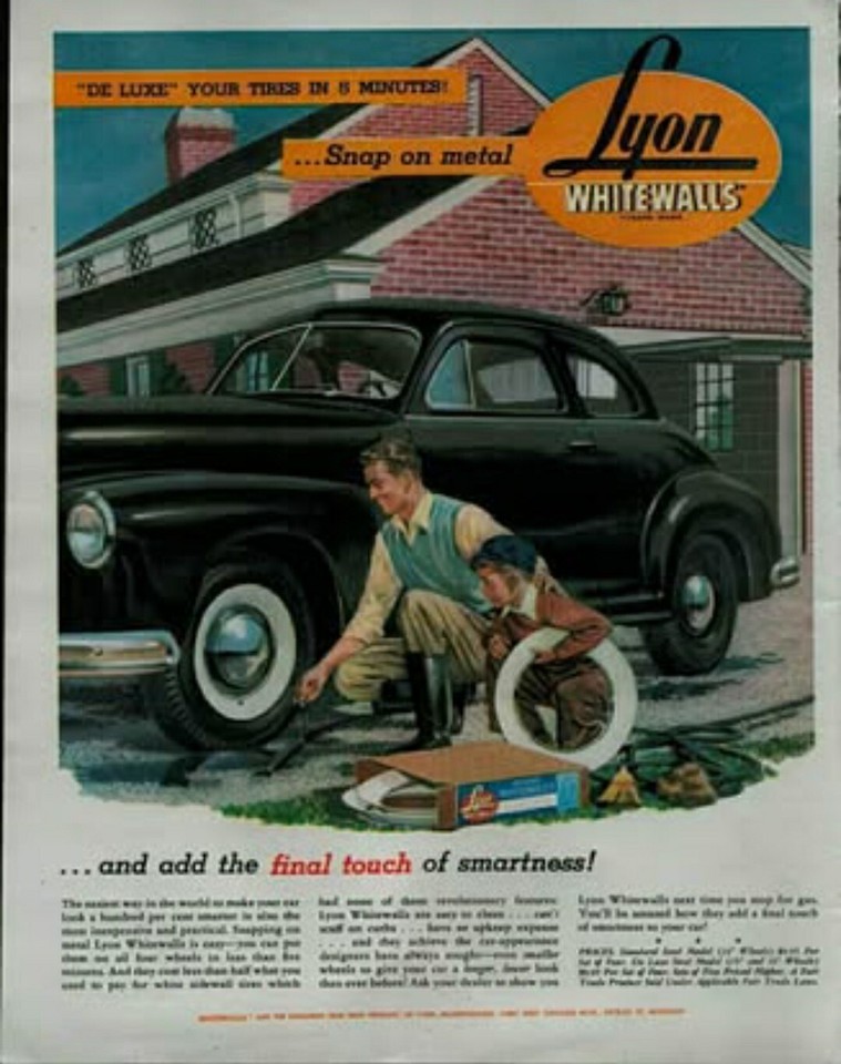 1940s 1950s Vintage **Rare** Steel White Wall 15" Tire Beauty Rings By ...