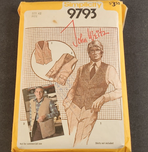 Simplicity 9793 Vintage Sewing Pattern 1980 Men's Set of Vest Size 42 ...