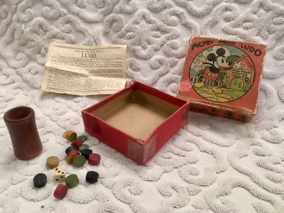 VINTAGE 1930s ENGLISH DISNEY MICKEY MOUSE LUDO GAME W/ INSTRUCTIONS ...