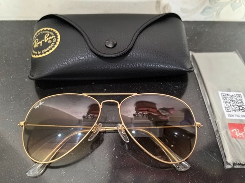 Ray-Ban RB3026 AVIATOR Unisex Sunglasses Gold Frame Brown Gradient ...