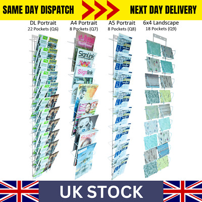 4pcs A4 A5 DL & Postcard Wall Panel Rack Displays Cards Leaflets ...