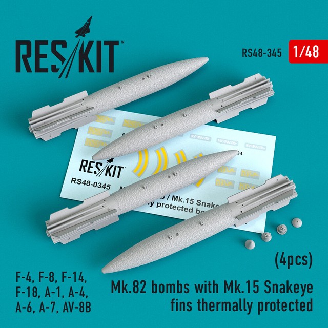 ResKit RS48-0345 1 48 Mk.82 bomb with Mk15 Snakeye fins thermally ...
