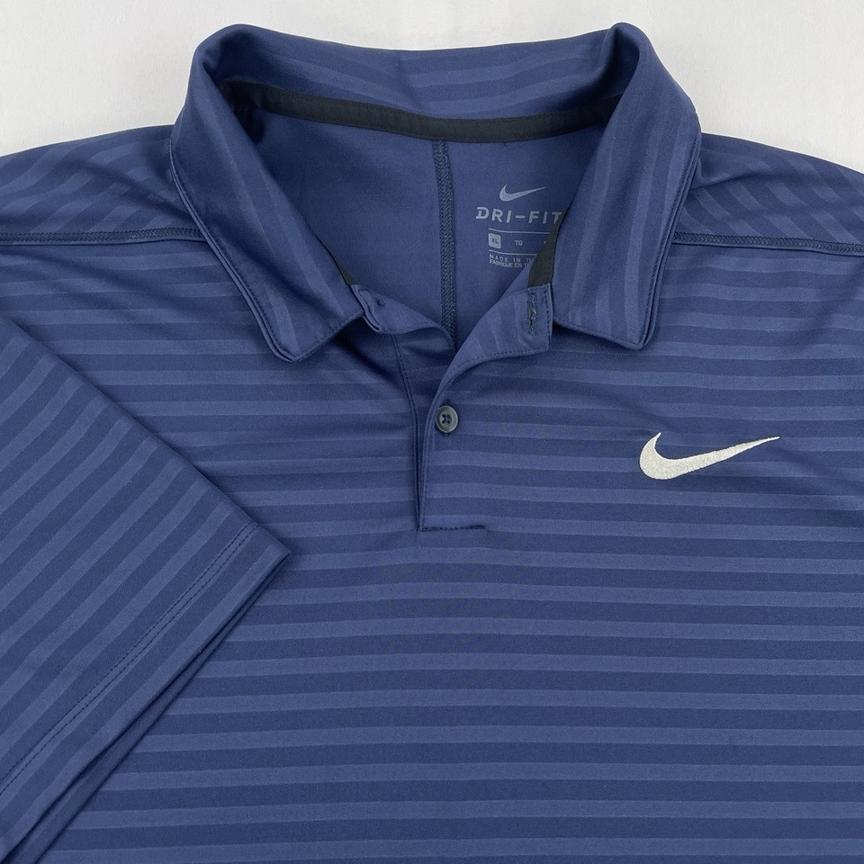 Nike Polo Shirt Men’s XL Navy Blue Dri Fit Golf Performance Embroidered ...