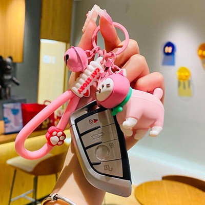 Cute Cartoon Cat Pendant Key Rings Kitten Key Chain Shake Head Bells ...