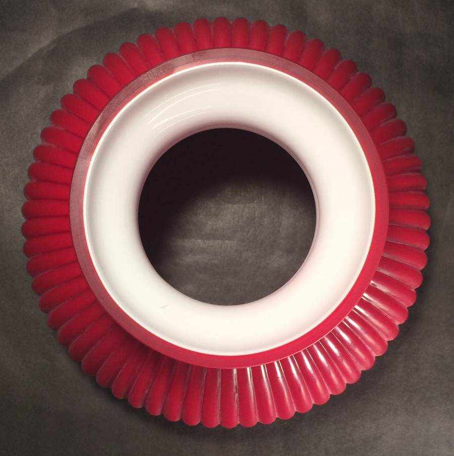 New 7" Cased Red Over Opal Ribbed Oil Student Table Glass Lamp Shade ...