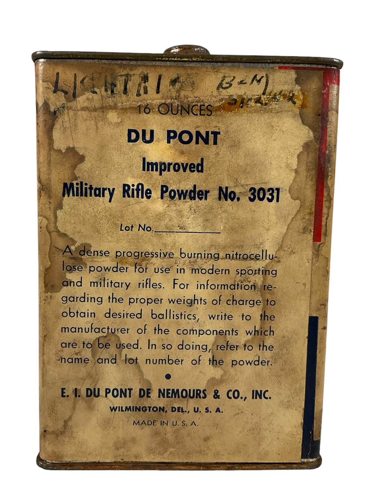 Vintage 1940’s DuPont 6in Military Rifle Powder #3031 Can Only *RARE ...