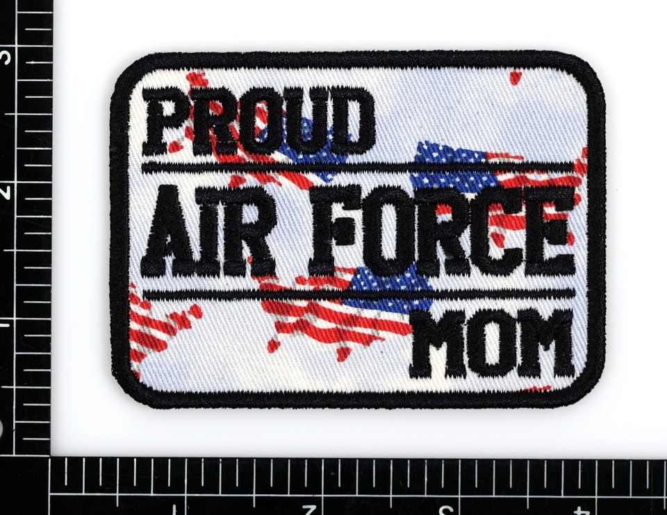 Proud Air Force Mom Embroidered Patch USA Flag/Black Iron-On Sew-On ...