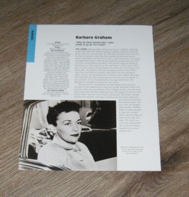 MOST NOTORIOUS CRIMES Barbara Graham original ONE page PHOTO + article ...