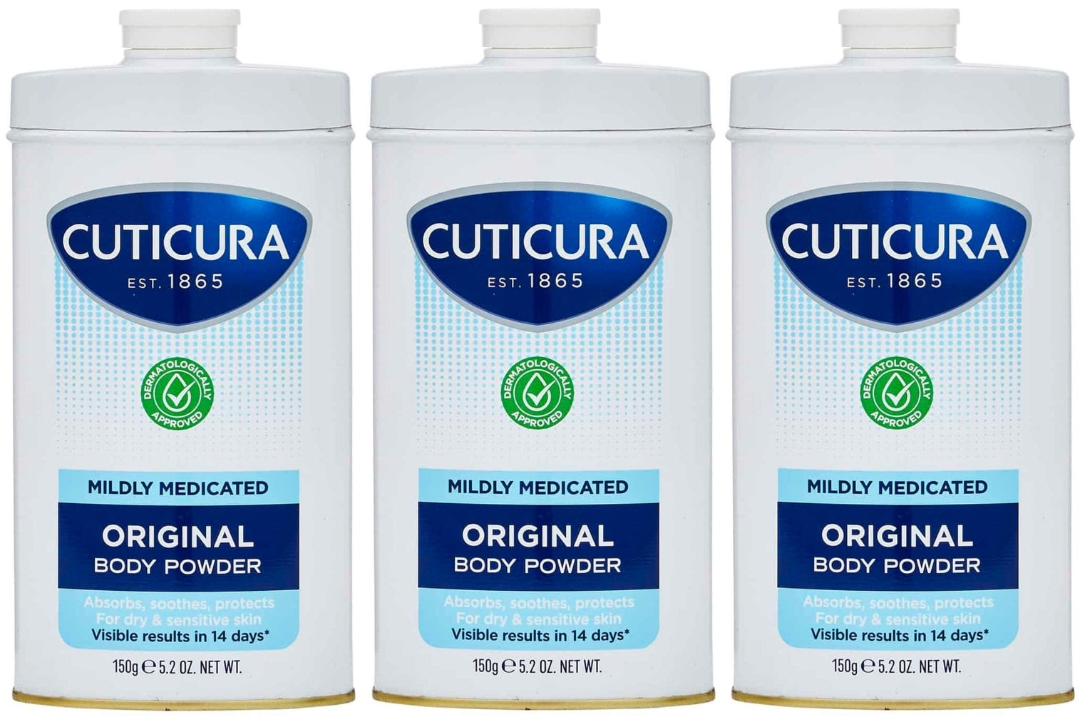 3 X Cuticura Mildly Medicated Original Body Talcum Powder 150G ...