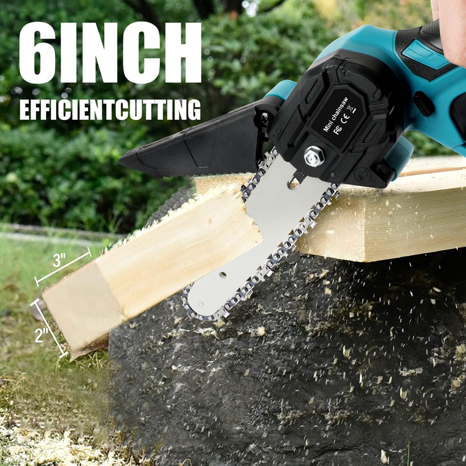 6 Inch Electric Cordless Chainsaw Mini Handheld Wood Cutter Battery ...