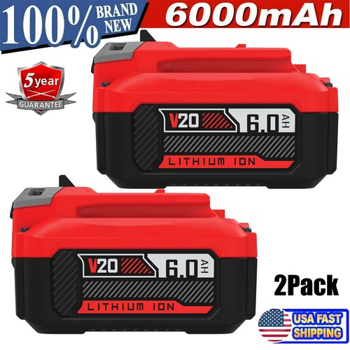 2Pack 6.0Ah for Craftsman V20 MAX 20V Li-ION Battery CMCB206 CMCB204 ...