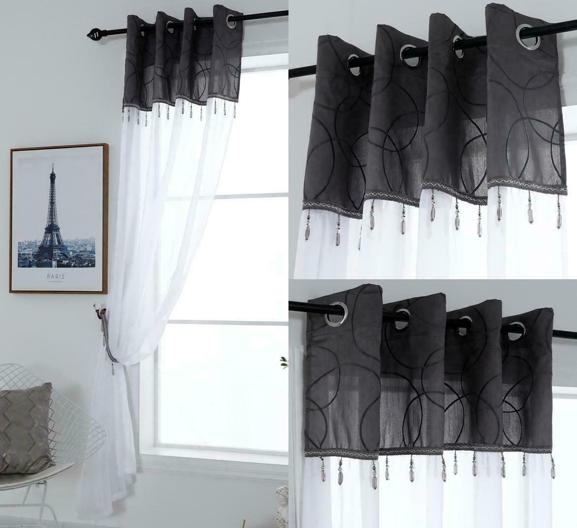 Diamante JEWELLED Glitter Sequin Sparkle Voile Swag Beaded Jewel ...