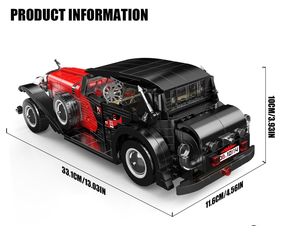 Mould King 10114 Retro Classic Car Building Block Vintage Toy Static ...