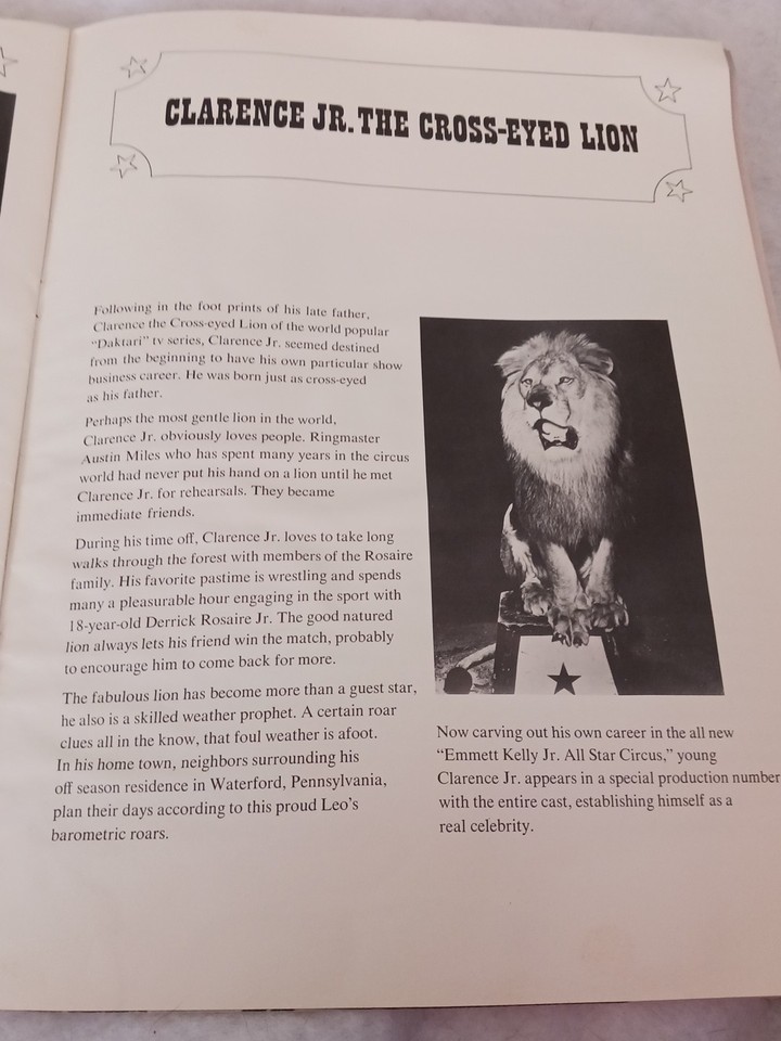 VINTAGE EMMETT KELLY JR. ALL STAR CIRCUS PROGRAM BOOK - SIGNATURE ON ...
