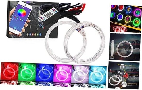 110mm Angel Eyes RGB Guide Optic APP iOS Bluetooth Control for Car ...