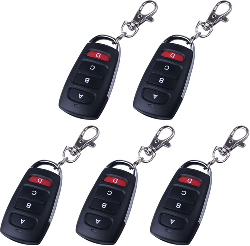 5Pack Universal Remote Control Keychain 433Mhz Gate Garage Door Control ...
