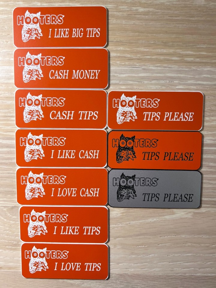 HOOTERS WingHouse Uniform Tank Top Shorts Pantyhose Socks Name Tag ...