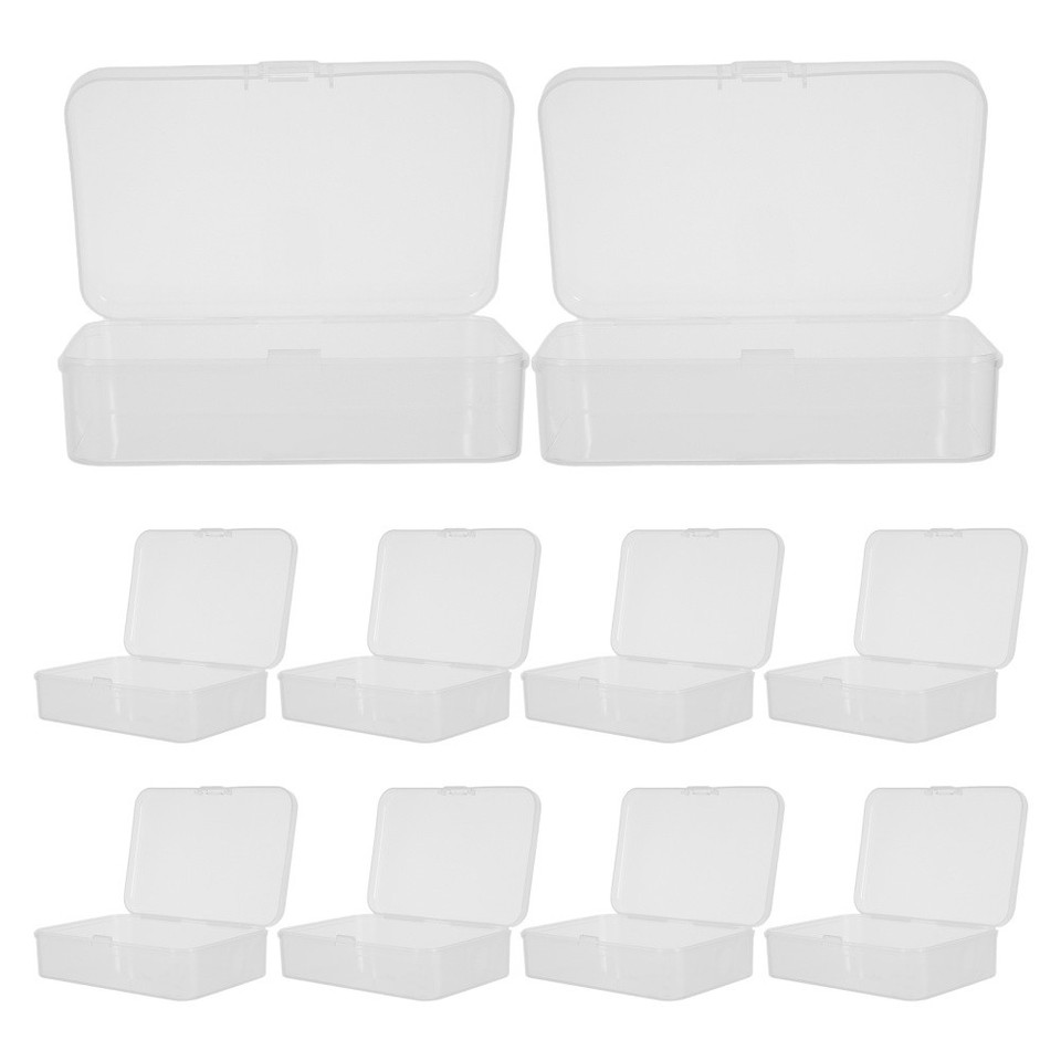 8pcs Transparent Plastic Storage Containers with Hinged Lid for Small ...