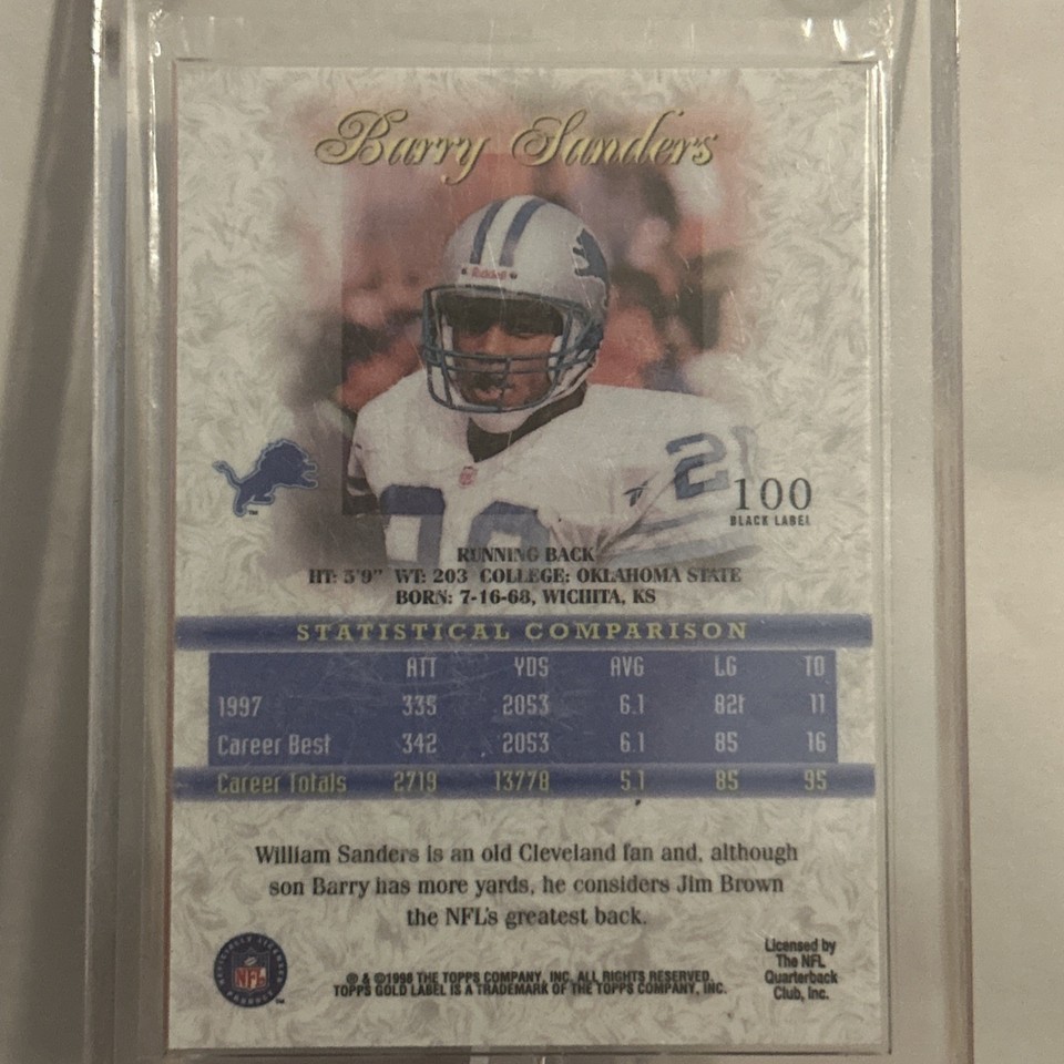 1998 Topps Gold Label - Barry Sanders #100 Class 3 *MINT CONDITION* | eBay