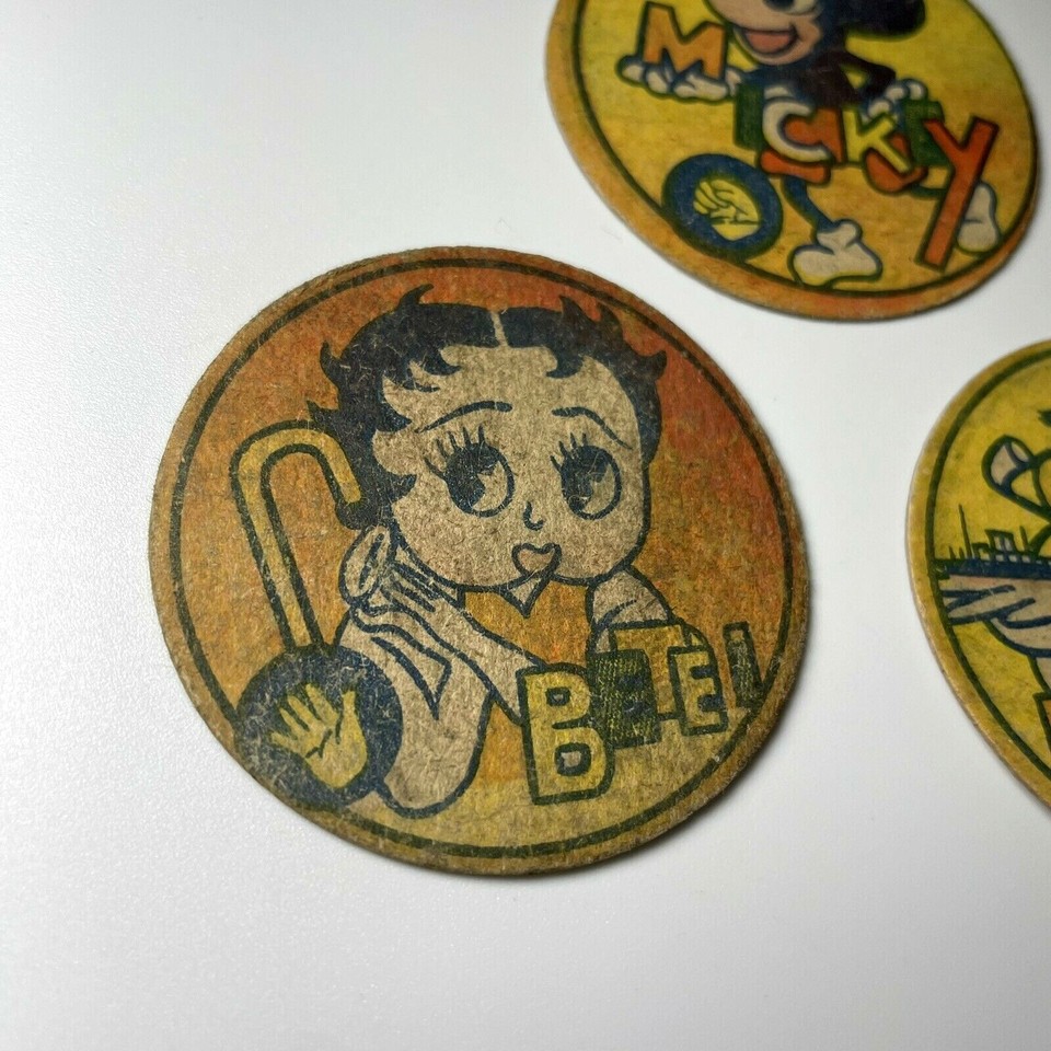 Popeye Mickey Mouse Betty Boop Vintage rare menko round cards 3 japan ...