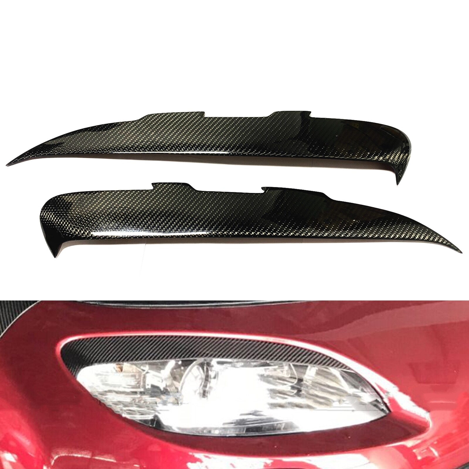 2x Carbon Fiber Car Headlight Eyelid Eyebrow Cover For Mazda MX5 Miata ...