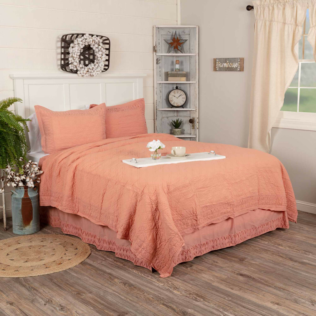 ADELIA APRICOT KING QUILT 105WX95L European Whole Cloth Grows Softer In ...