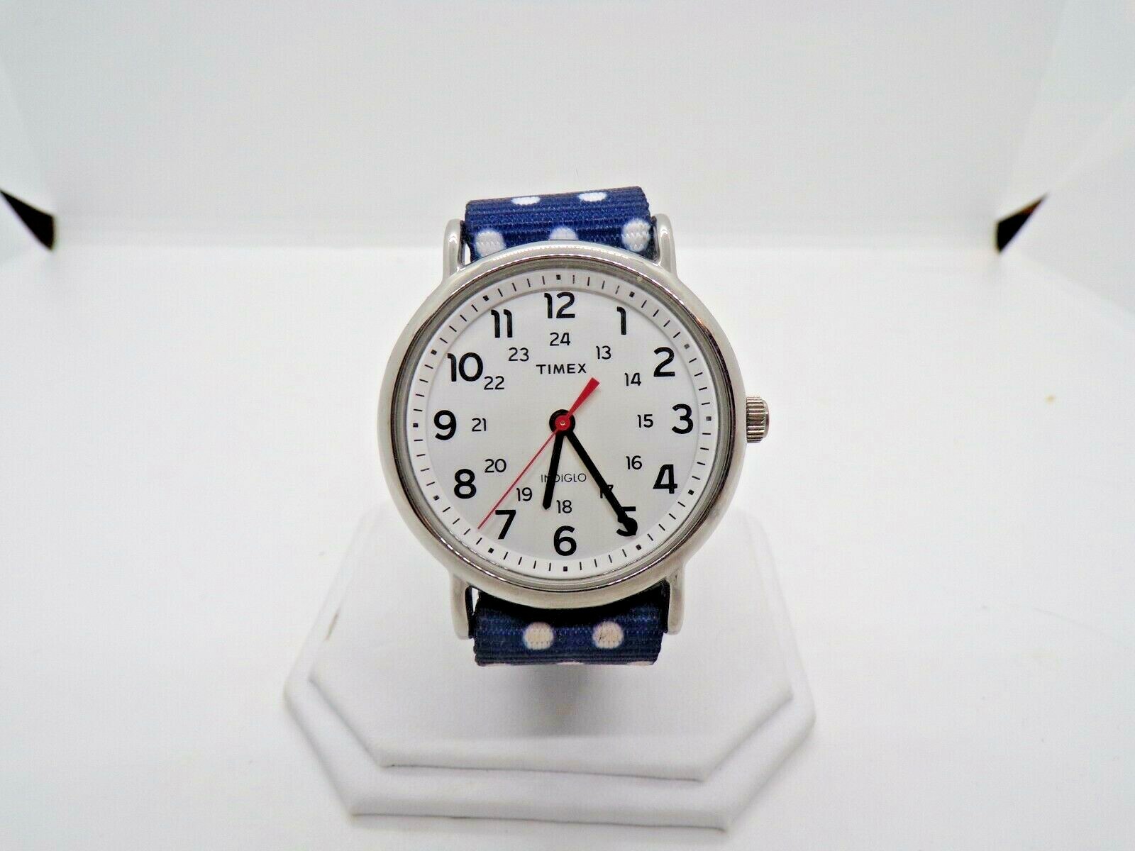 Timex Indiglo Watch Black and White Face with Blue an… - Gem