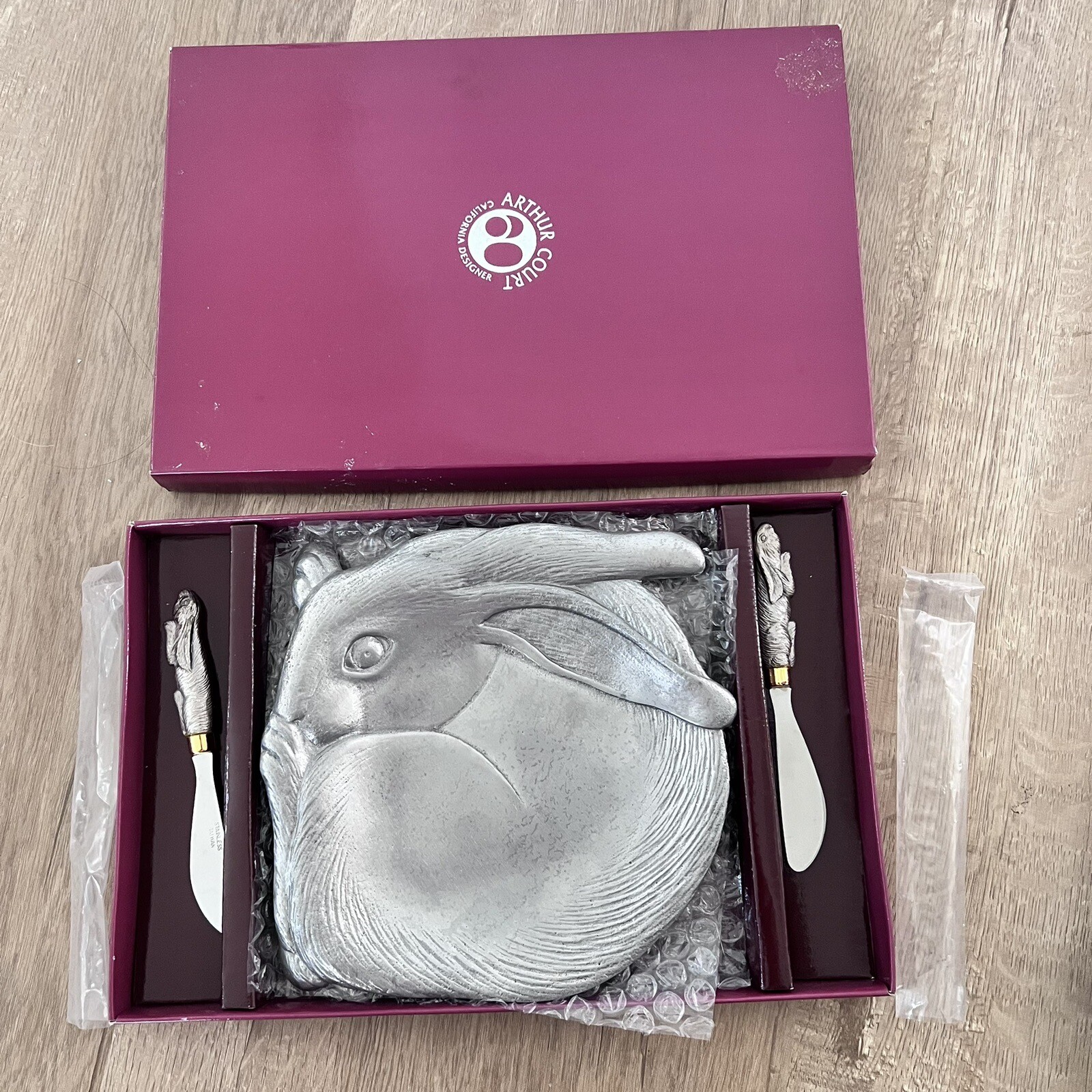 Vintage 1988 - Arthur Court - Bunny Rabbit Cheese Plate and Knives ...