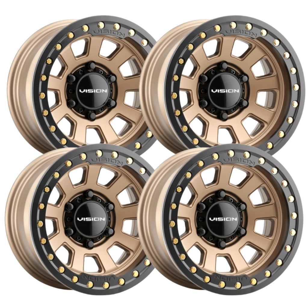 (Set-4) Vision Offroad 350 Ojos 17x9 8x6.5 12mm Bronze Wheels Rims 17 ...