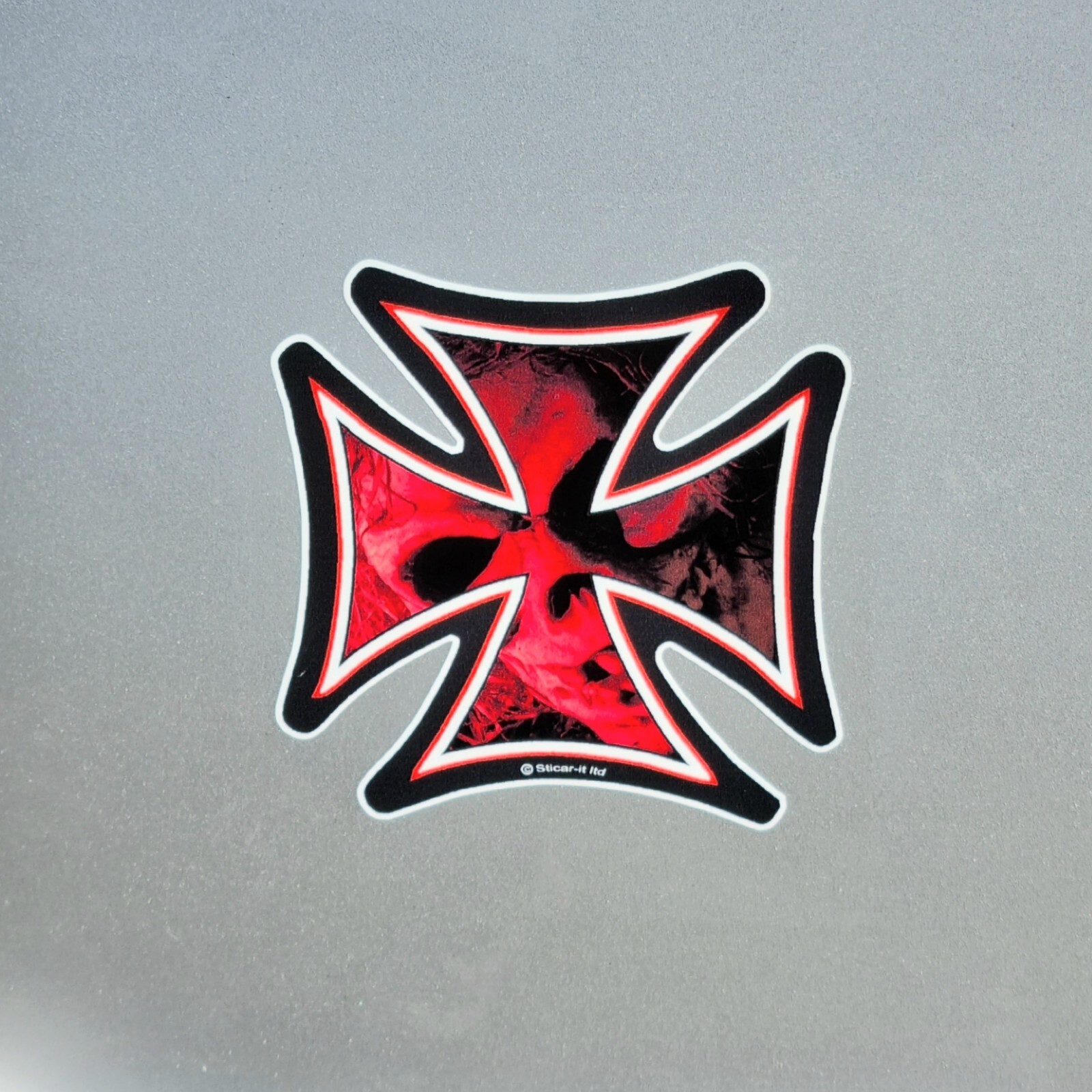 Evil Red Skull Iron Cross Vinyl Sticker Decal For Car Van Helmet ...