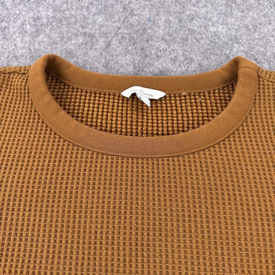 L.L. Bean Signature Sweater Womens Large Brown Waffle Knit Thermal ...