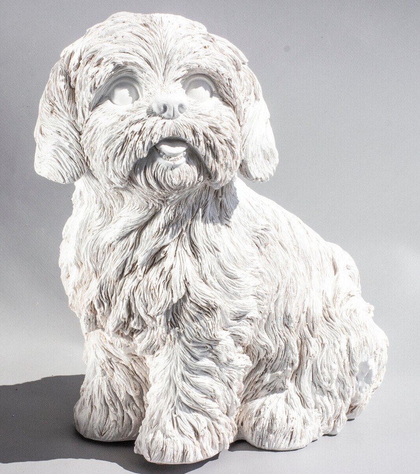 Ready to Paint Dog Cremation Urn Memorial Statue Maltese Shih Tzu Lhasa ...
