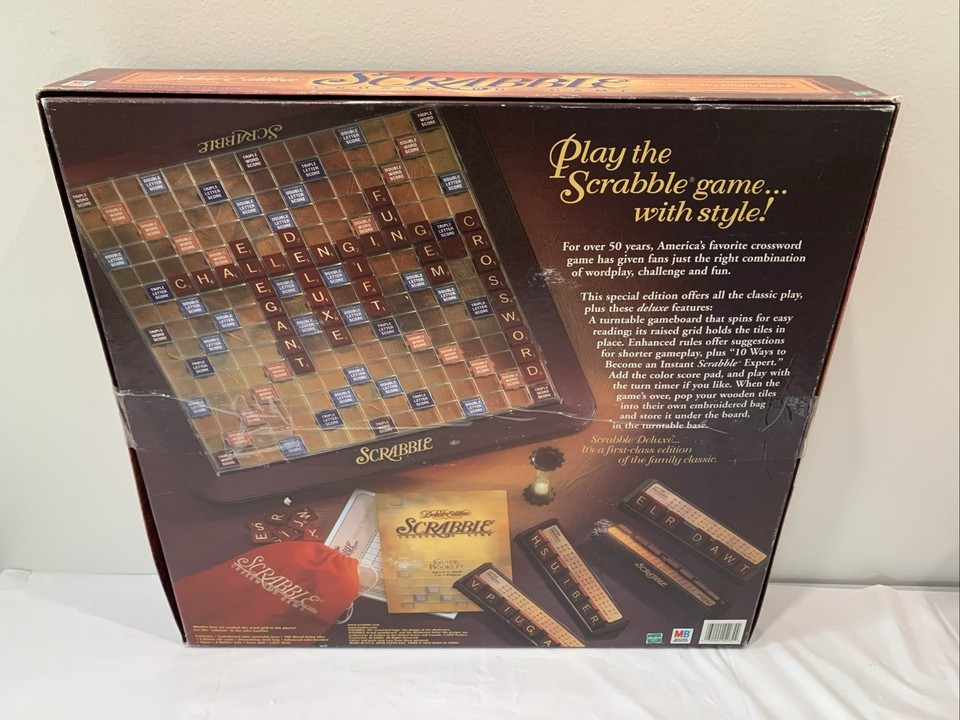 Scrabble Deluxe Crossword Game 1999 Rotating Board – Complete – Great ...