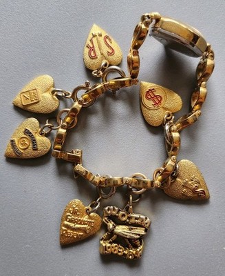 WOTM Vintage Charm Bracelet Watch (not working). 7 Charms | eBay