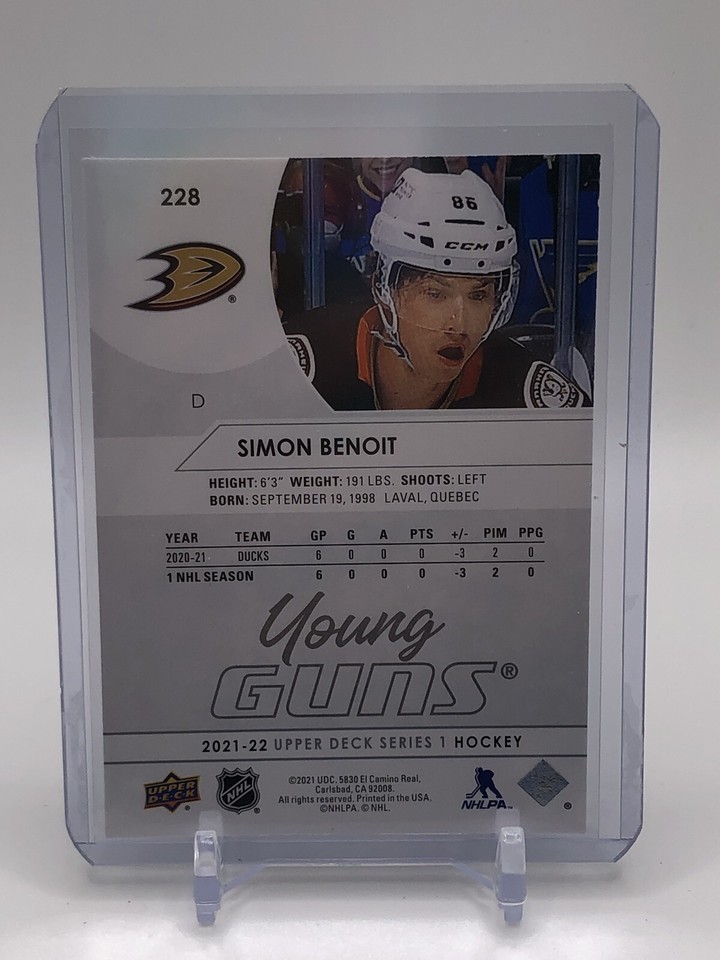 2021-22 Upper Deck Series 1 Young Guns Simon Benoit No. 228 | eBay