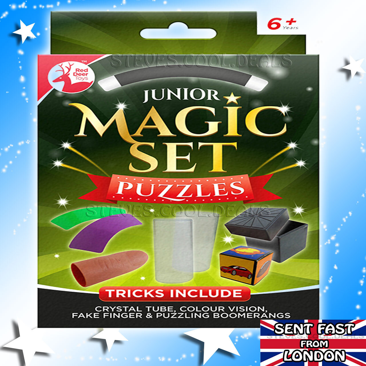 KIDS MAGIC Box 3 sets Junior Tricks Puzzle Classic Card Coin Illusion ...