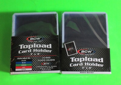 50 TOPLOAD CARD HOLDERS,WHITE BORDER, FOR TRADING CARDS,12M 3 X 4 RIGID ...