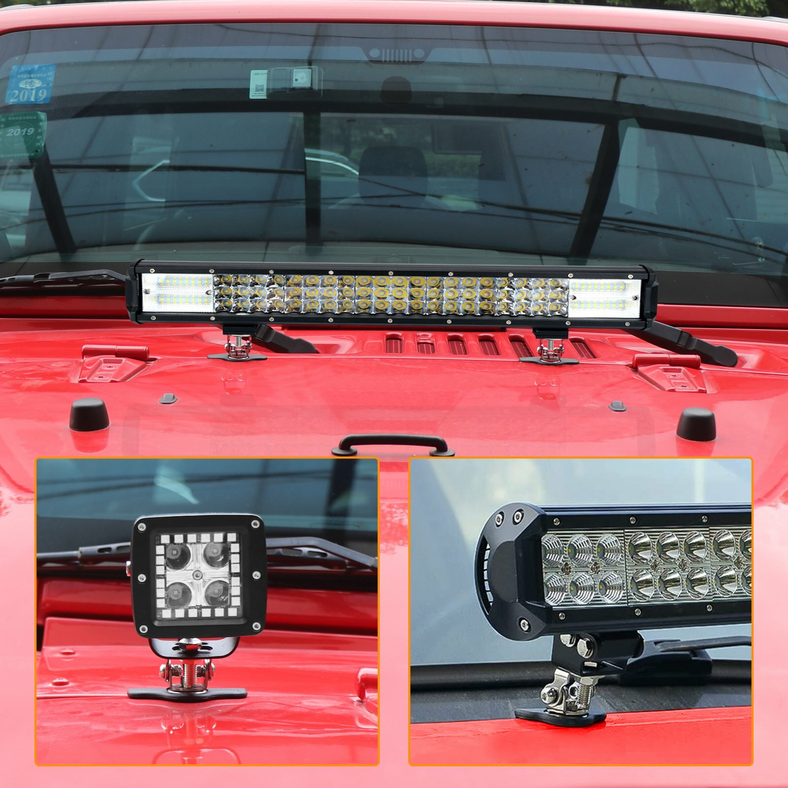 2x Truck Front Hood Mount Bracket LED Light Bar Pods Clamp Holder SUV ...