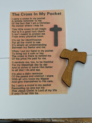 The Cross In My Pocket poem card with a Wooden TAU cross | eBay