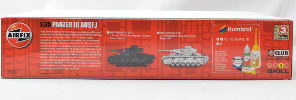 Airfix Panzer III AUSF.J 1:35 Scale Plastic Model Tank Kit A1378 | eBay