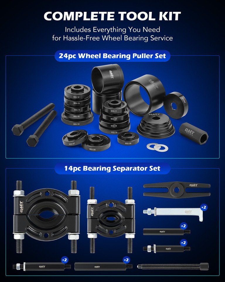 OMT 38pc 2 in 1 Bearing Press Separator Puller Front Wheel Bearing ...