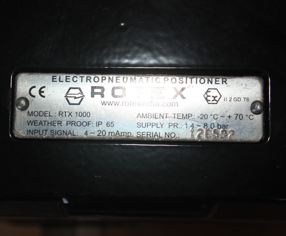 ROTEX RTX 1000 Electro Pneumatic Rotary Valve Positioner PTR LIMIT ...