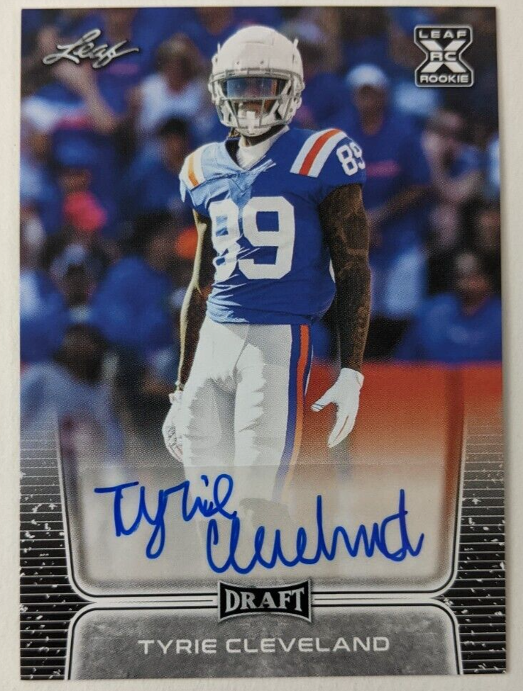 Tyrie Cleveland 2020 Leaf Draft Autographs BA-TC1 Football Card Rookie ...