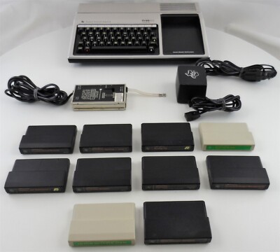Texas Instruments TI-99/4A with 10 Cartridges, RF Modulator, PSU Used ...